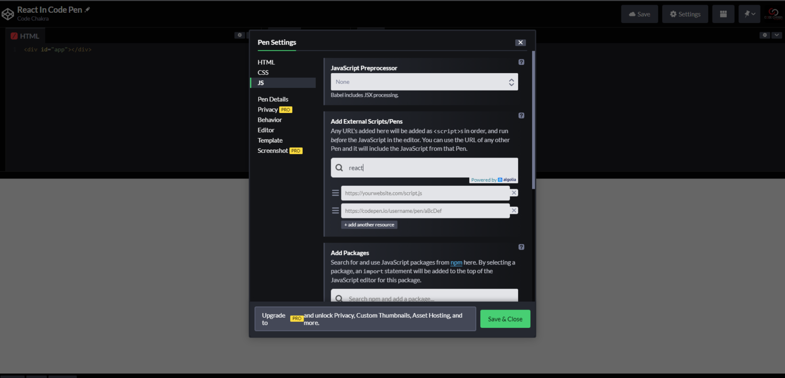 React In Code Pen Code Chakra Tech